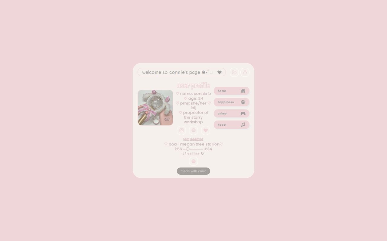 connie's carrd 𓈒🐇 ೀ